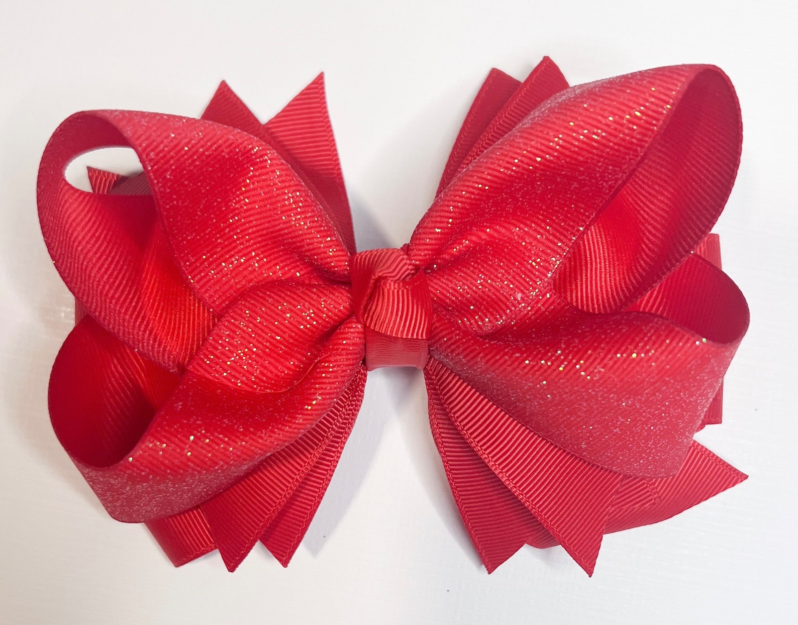Red Glittered Hair Bow, Red Hair Bow, Red Hairbow, Red Hair Clip, Solid ...