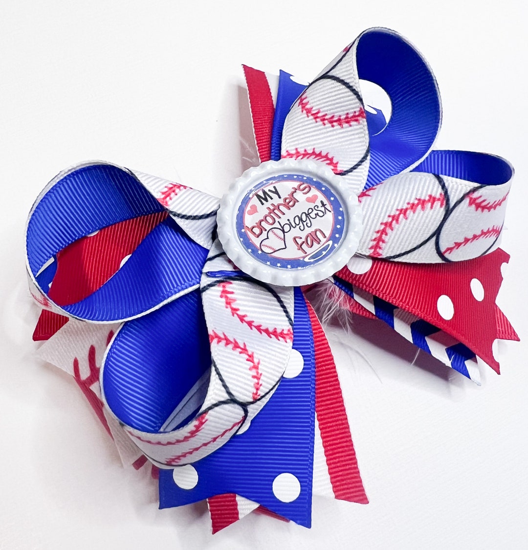 Baseball Hair Bow, Baseball Hairbow, Baseball Hair Clip, Red Baseball ...