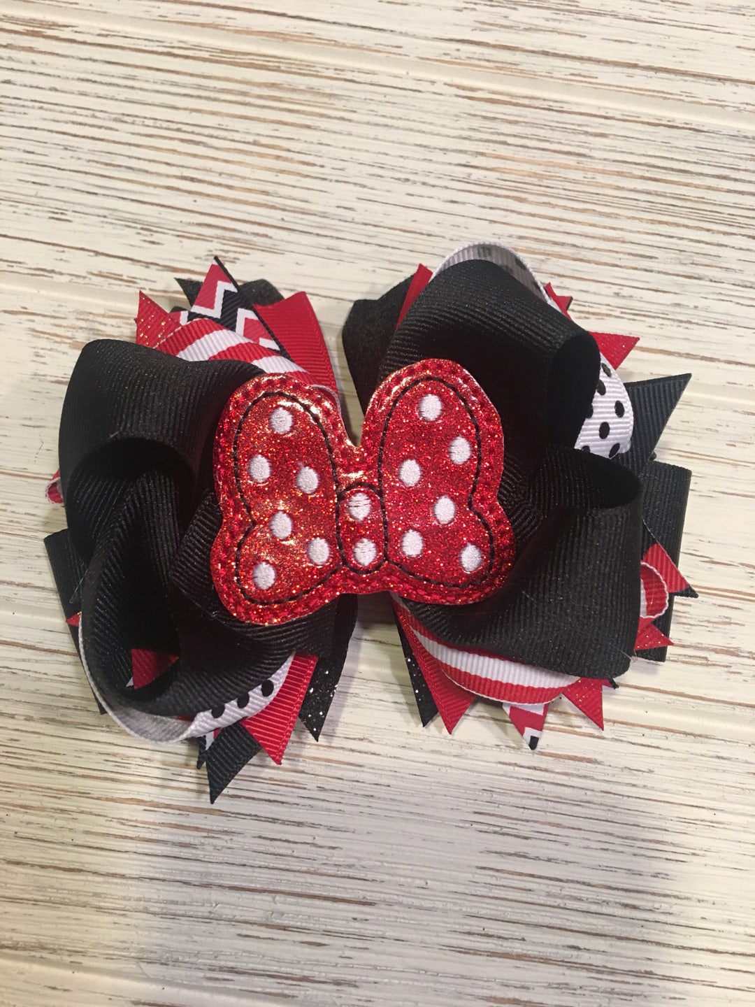 Red and Black Minnie Mouse Hair Bow, Minnie Hair Bow, Minnie Hairbow ...