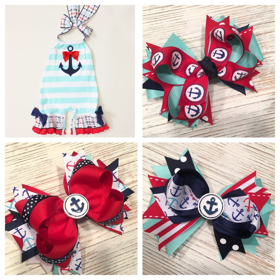 Made to Match Ricrac and Ruffles My Anchor Hair Bow Anchor - Etsy