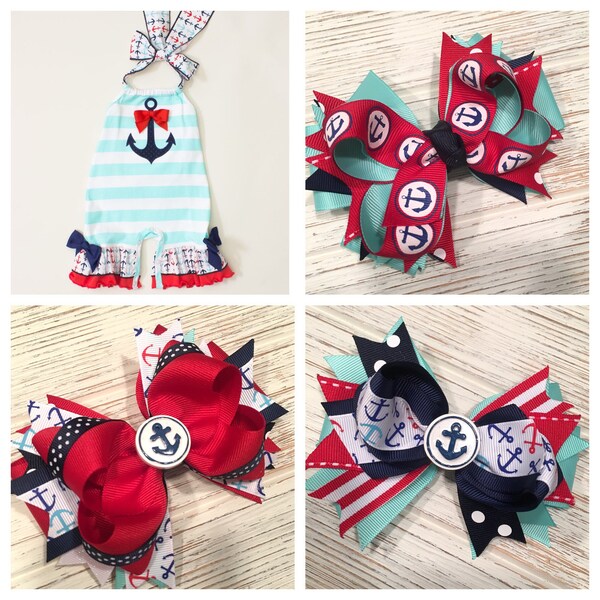 Nautical Hair Bow - Etsy