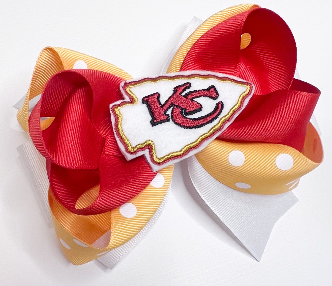 KC Chiefs Hair Bow, NFL Hair Bow, Chiefs Hair Bow, Chiefs Hair Clip ...