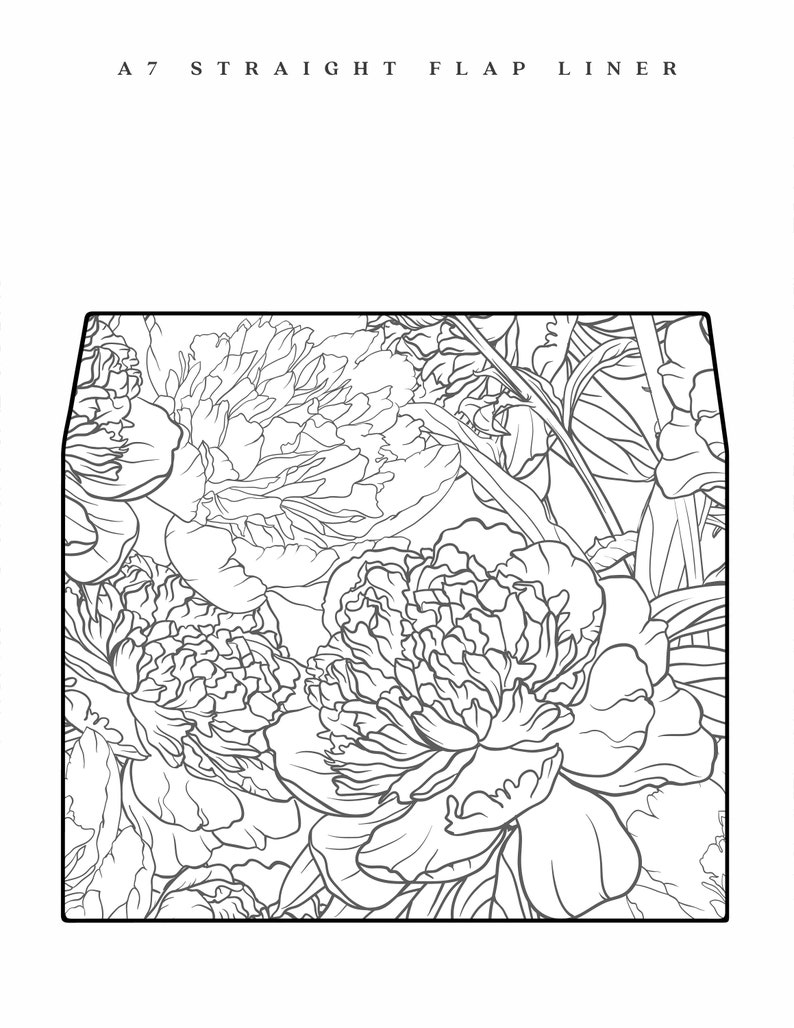 Peony Lines Envelope Liner | Printable Wedding Invitation Envelope Liner | Digital Download | A7 ...