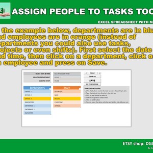 Assigning Staff to Tasks / Departments Excel Template Task Scheduler ...