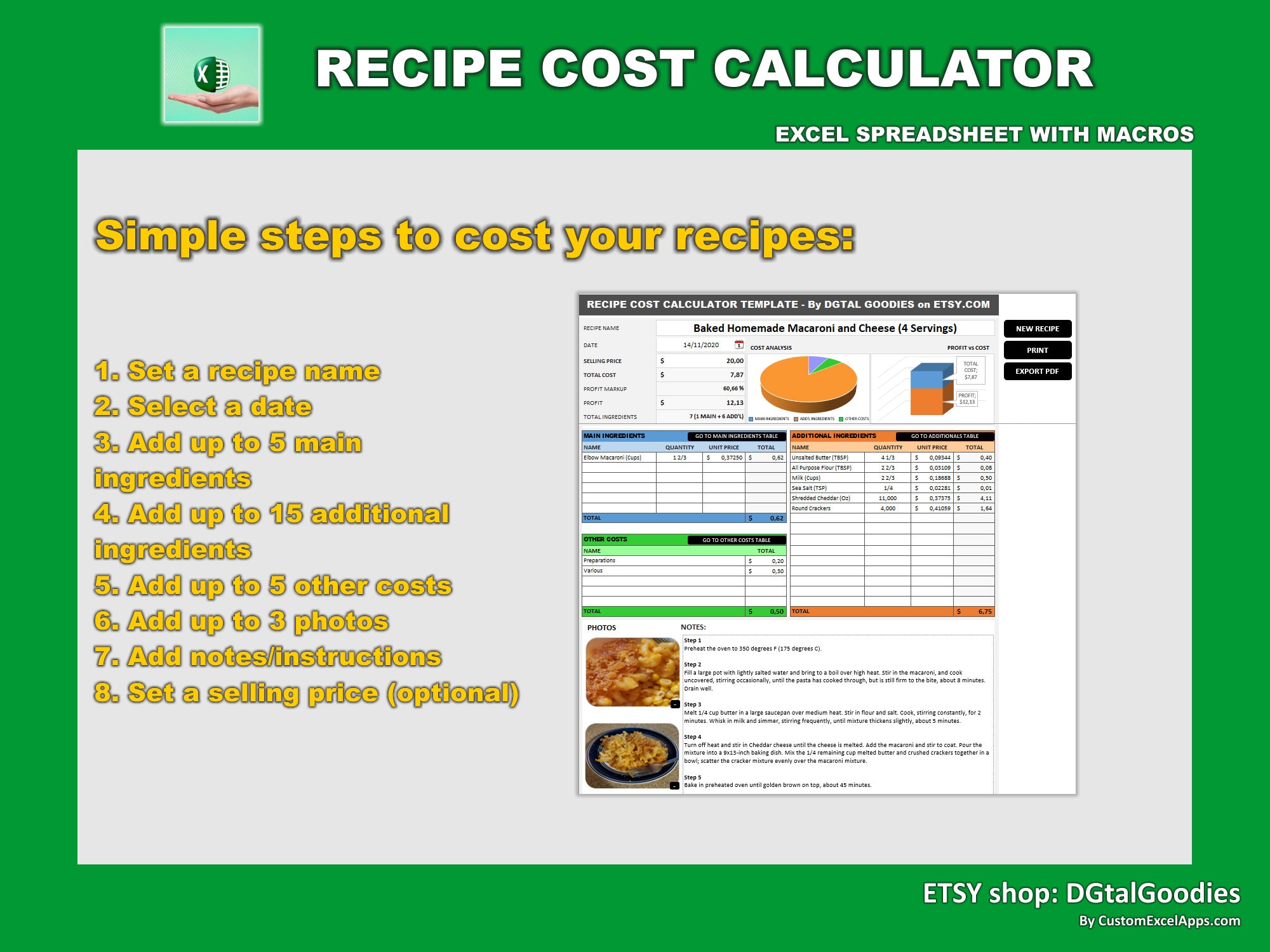Recipe Costing Excel Spreadsheet | for Amateur and Professional Cooks ...