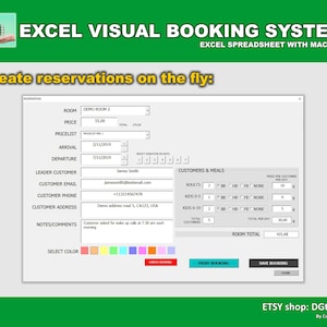 EXCEL Visual Booking System for Property Owners & AIRBNB Hosts | Full ...