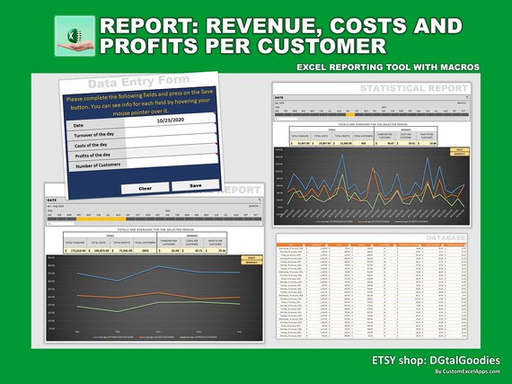 Business Reporting Tool in Excel: Calculate the Turnover the | Etsy