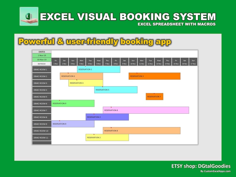 EXCEL Visual Booking System for Property Owners & AIRBNB Hosts | Full ...