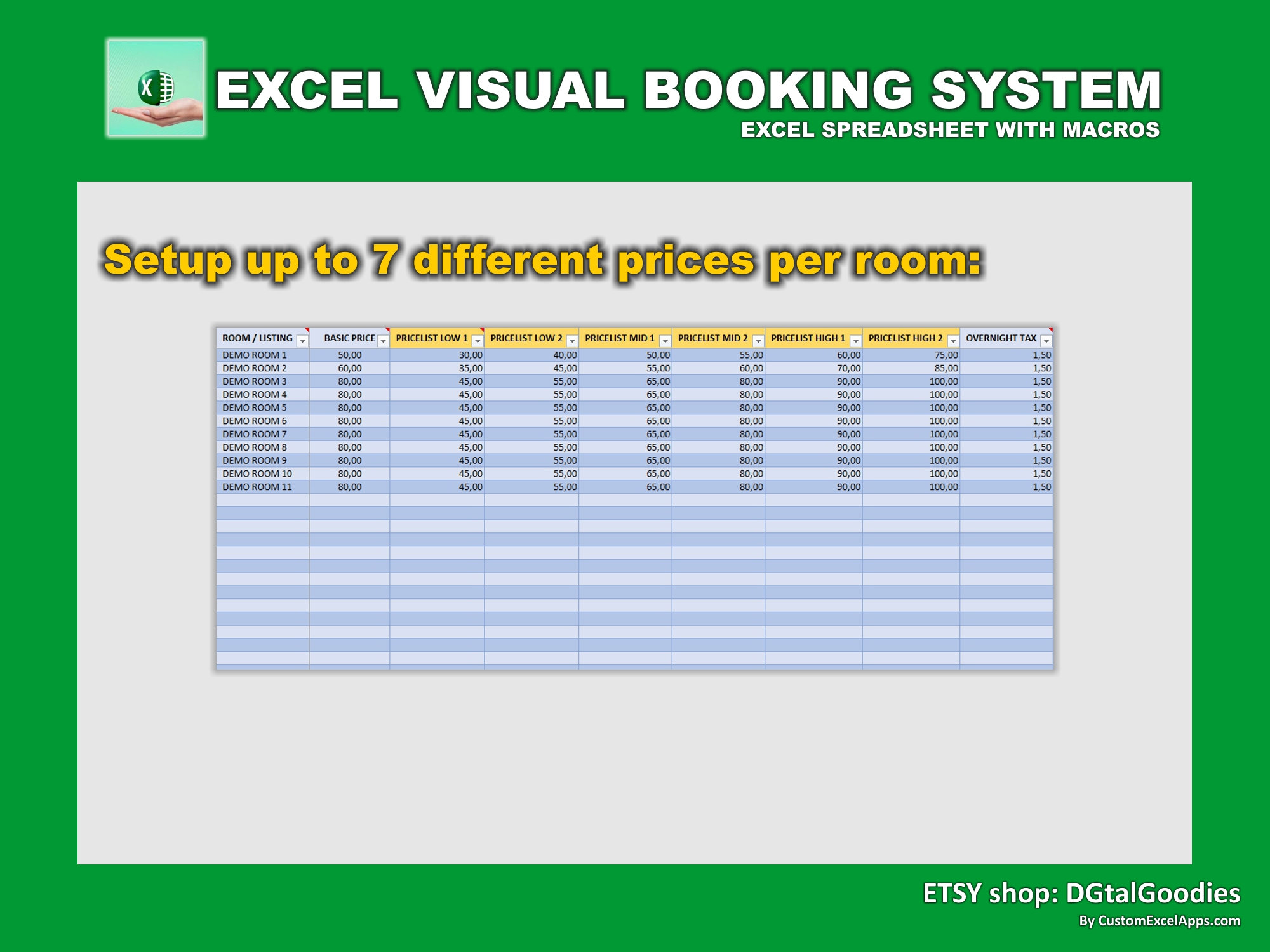 EXCEL Visual Booking System for Property Owners & AIRBNB Hosts | Full ...