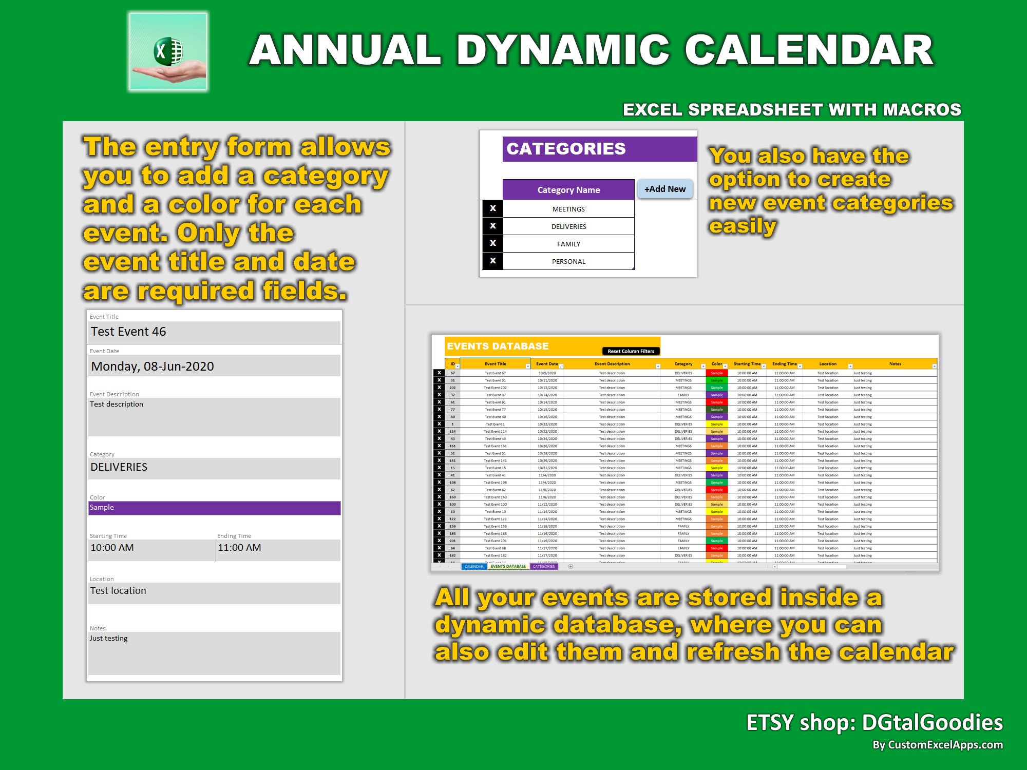 Annual Dynamic Planner in Excel | Very Powerful and User-friendly ...