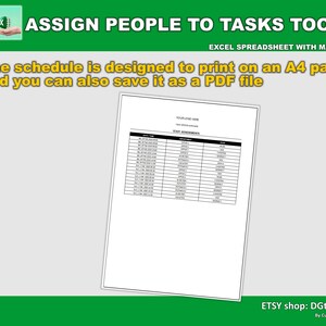 Assigning Staff to Tasks / Departments Excel Template Task Scheduler ...