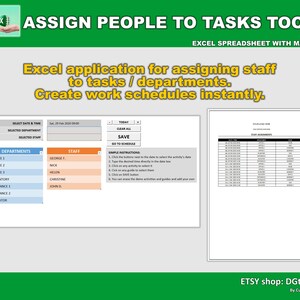 Assigning Staff to Tasks / Departments Excel Template Task Scheduler ...