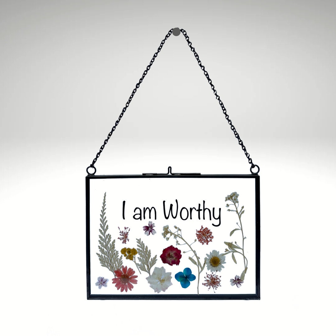 Pressed Flower Art With Affirmation I Am Worthy - Etsy