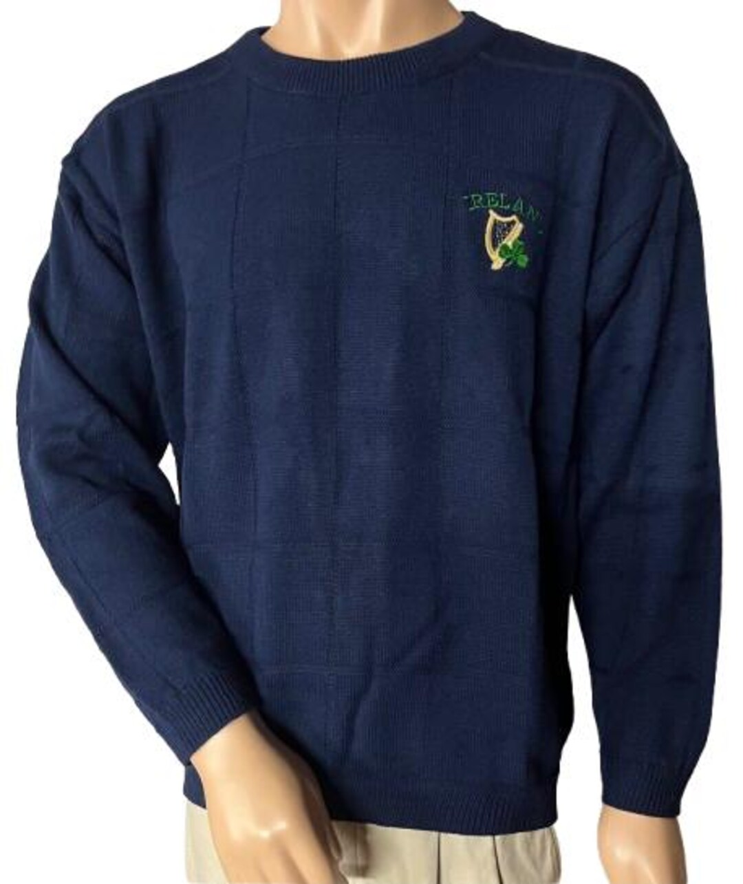 Irish Unisex Navy Blue Block Sweater With Kelly Green Shamrock Gold ...