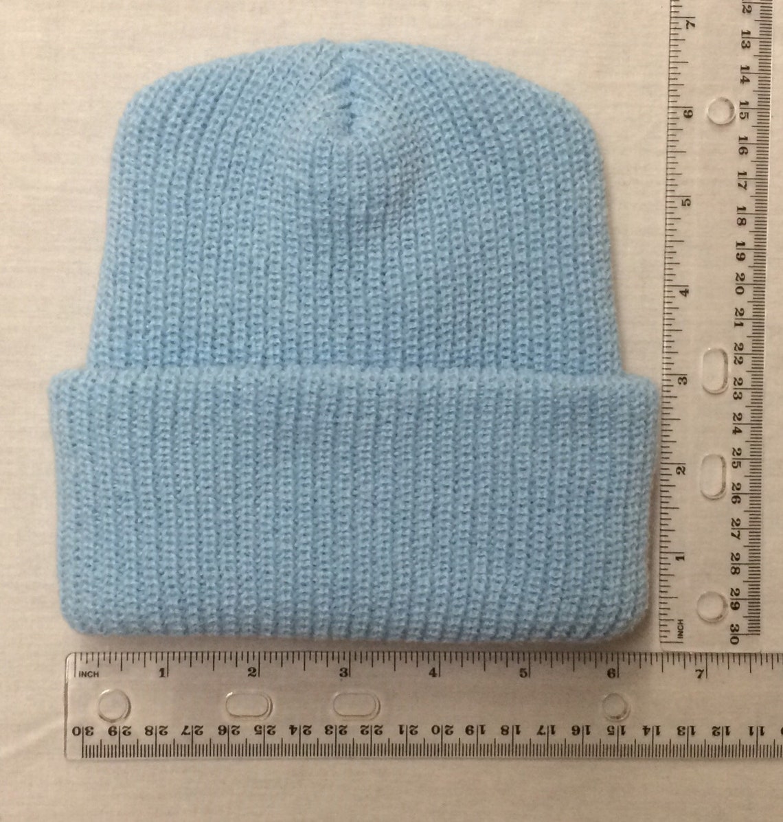 Made in USA Baby Blue 100% Acrylic Newborn Baby Unisex Knit Hat Winter ...