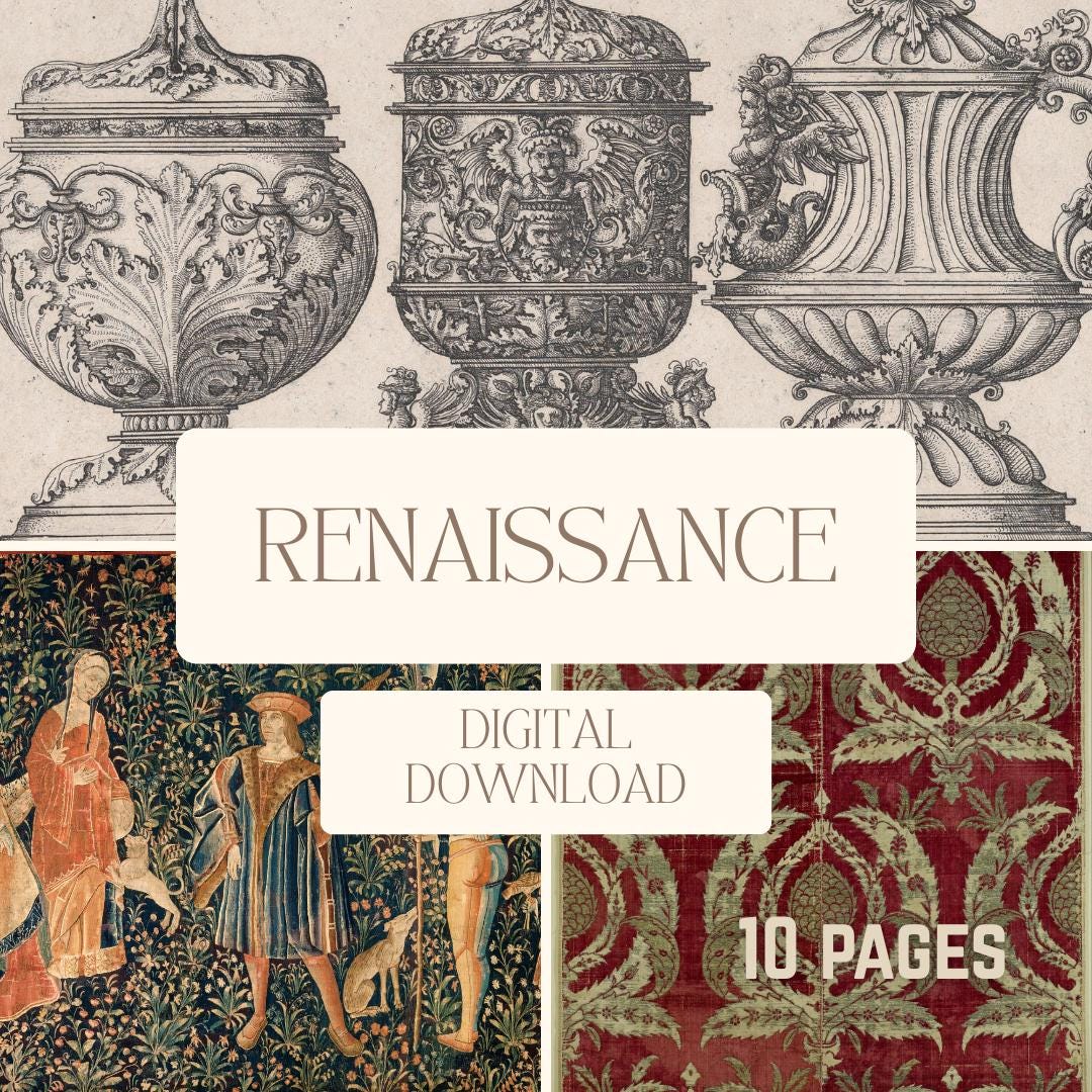 Renaissance Ephemera Printable Set: Vintage Junk Journal Paper (instant ...