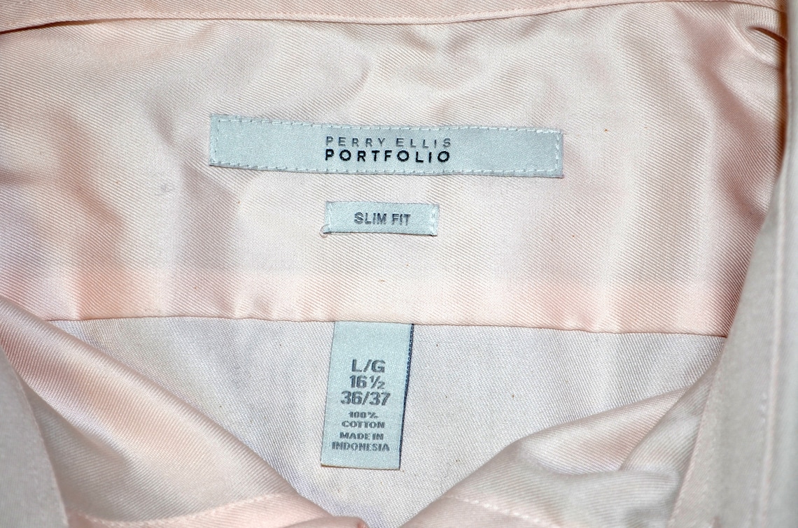 Vintage Perry Ellis Rose Shirt Mens Solid Oxford Button Down Slim Fit ...