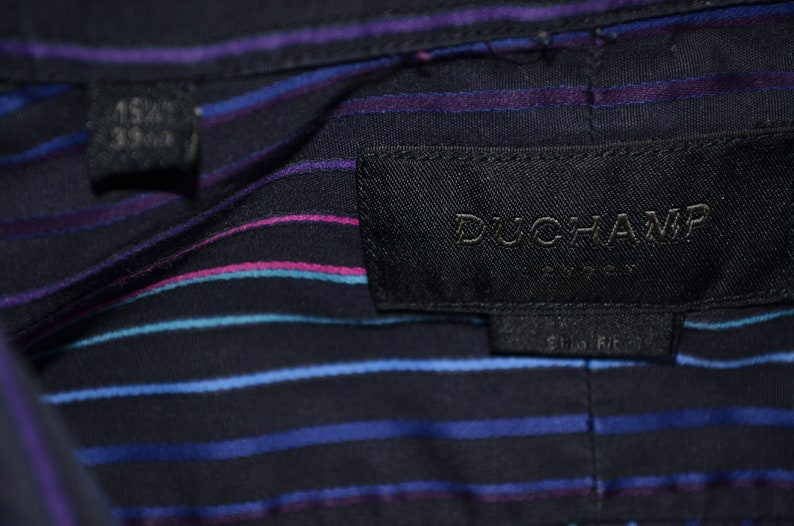 Vintage DUCHAMP London Mens Shirt Multicolor Striped Slim Fit Oxford ...