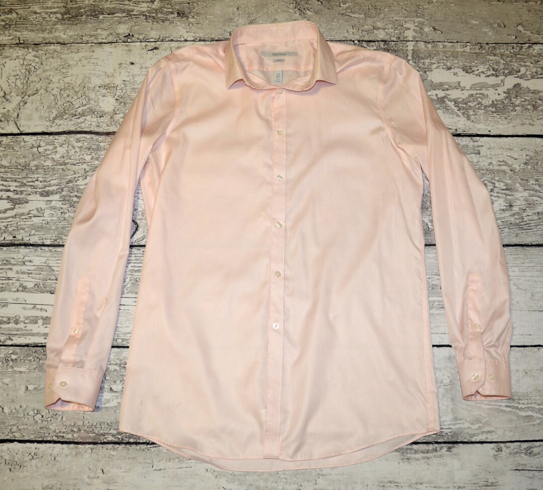 Vintage Perry Ellis Rose Shirt Mens Solid Oxford Button Down Slim Fit ...