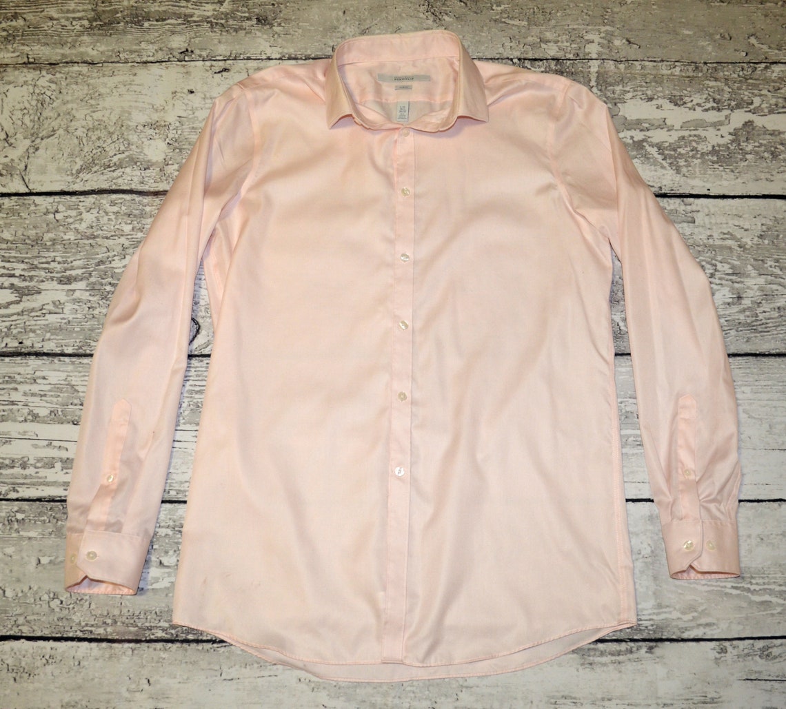 Vintage Perry Ellis Rose Shirt Mens Solid Oxford Button Down Slim Fit ...