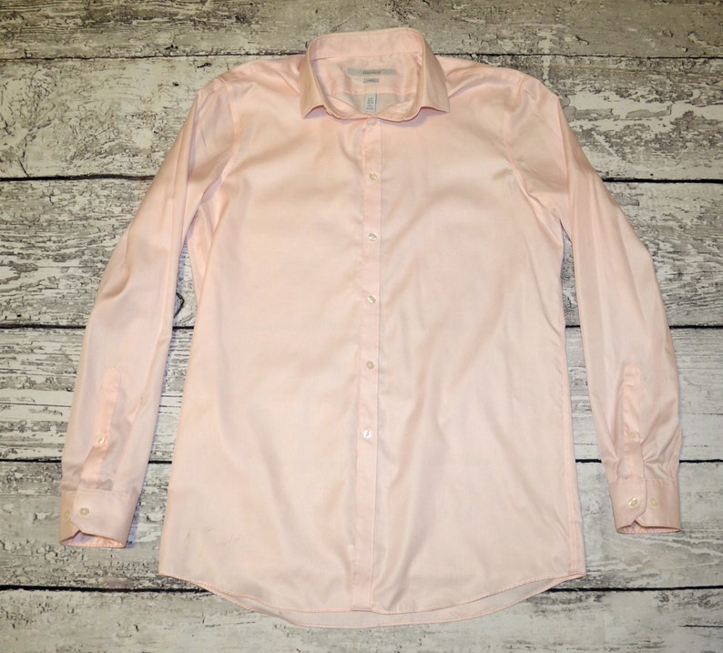 Vintage Perry Ellis Rose Shirt Mens Solid Oxford Button Down Slim Fit ...