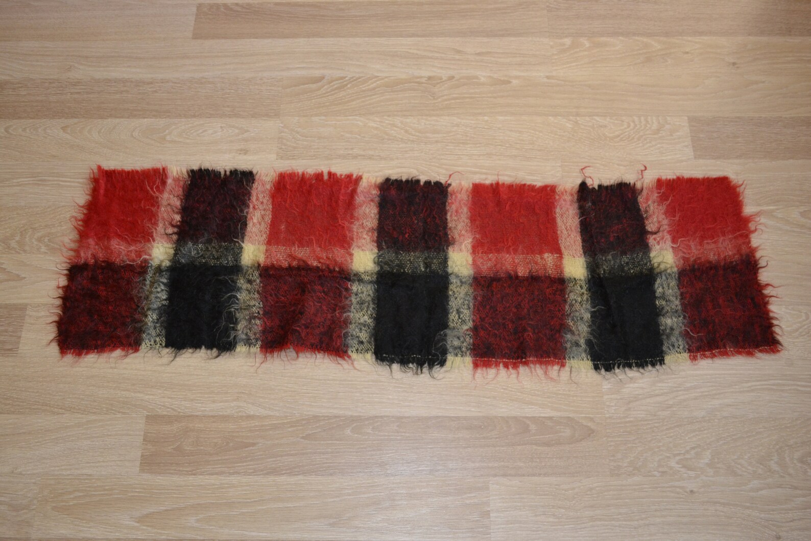 Soviet Vintage Woolen Red Black Mens Scarf Fall Winter Plaid Wool Scarf ...