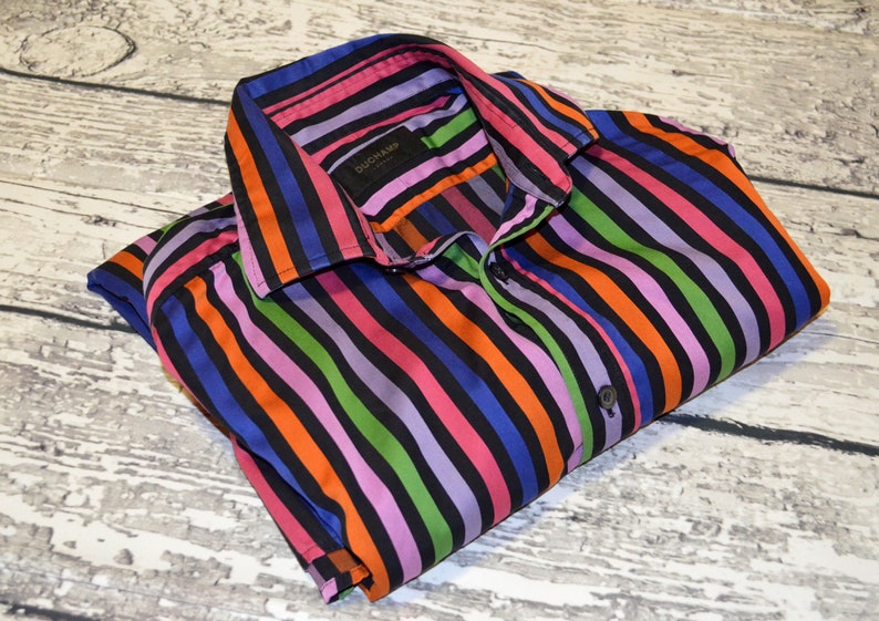 Vintage DUCHAMP London Mens Shirt Multicolor Striped Shirt | Etsy