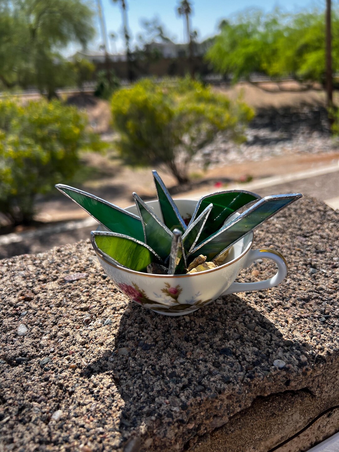 Stained Glass Snake Plant in a Teacup - Etsy
