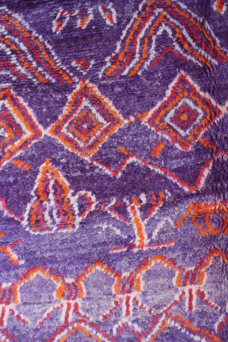 GENIE - Rare Vintage Rehamna Rug (purple, Orange, Cream Tones -5x8 ...