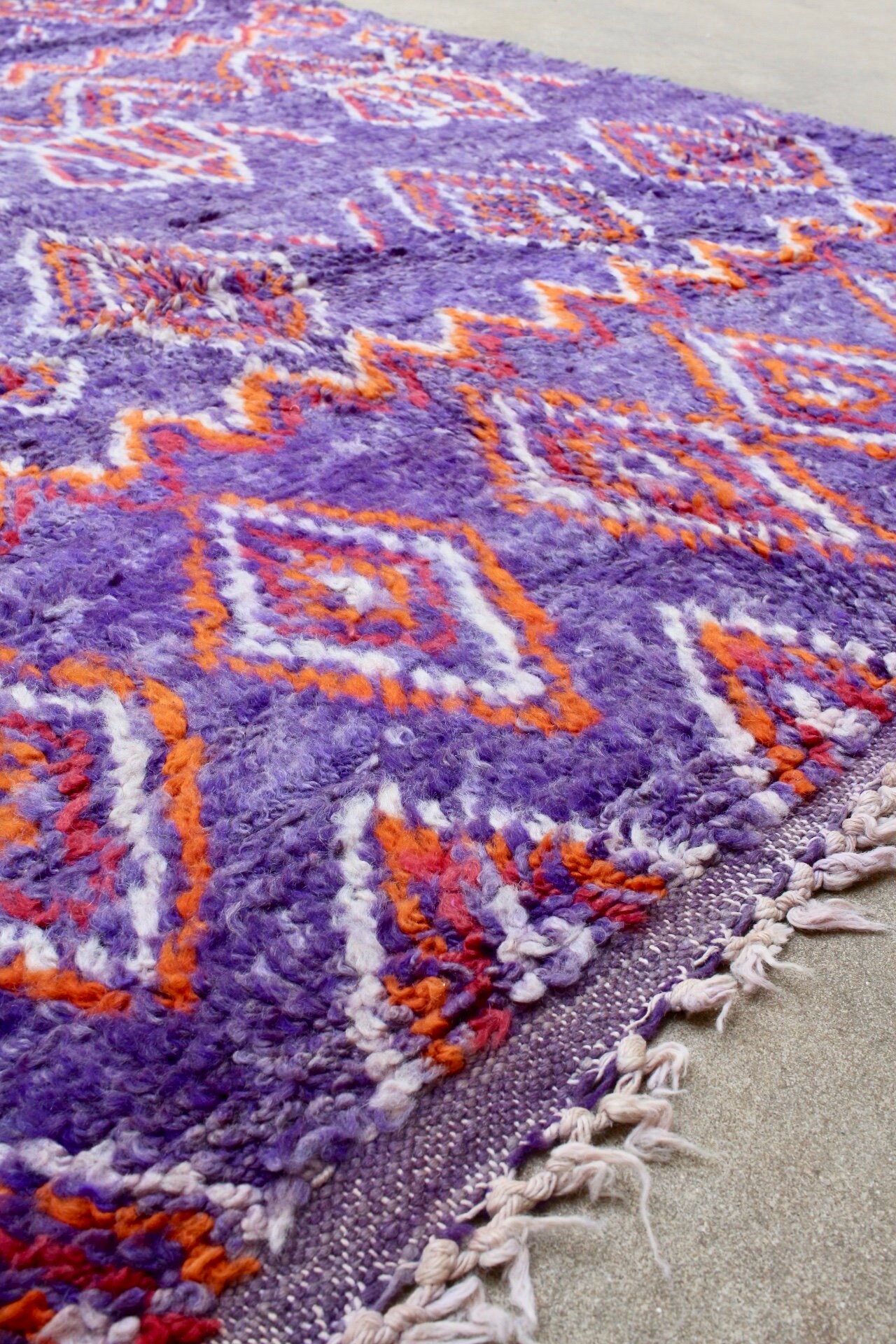 GENIE - Rare Vintage Rehamna Rug (purple, Orange, Cream Tones -5x8 ...