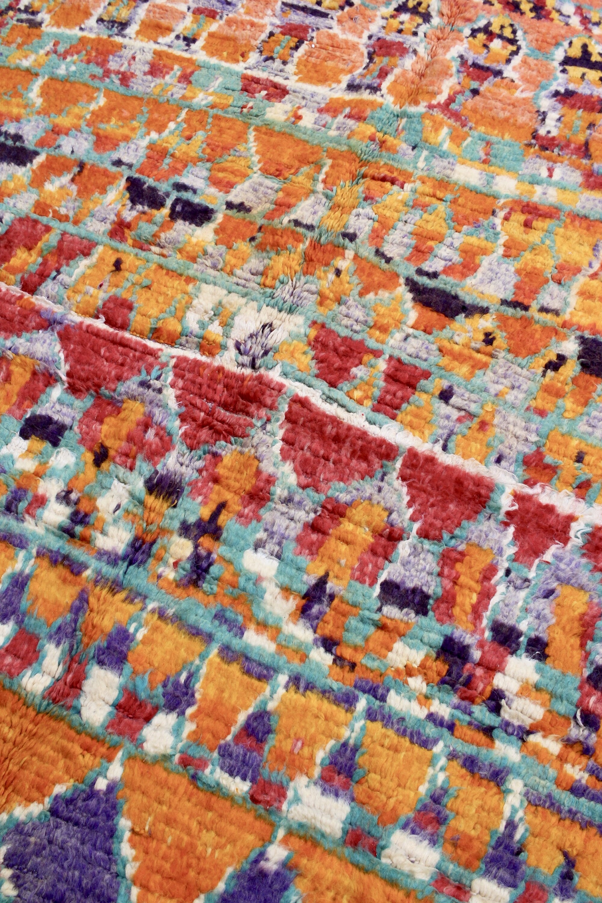 ZENNI - Vintage Zenega Moroccan Rug (gold, Teal, Raspberry, and Cream ...