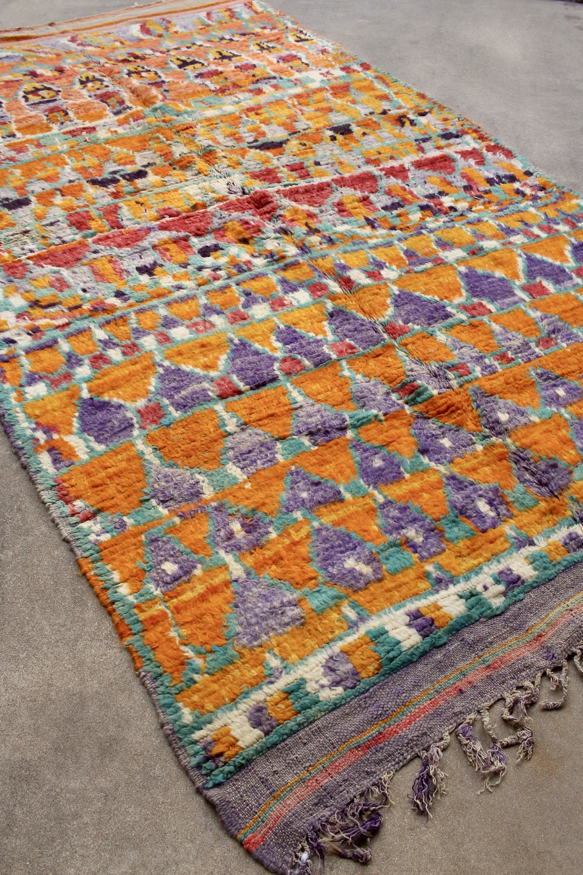 ZENNI - Vintage Zenega Moroccan Rug (gold, Teal, Raspberry, and Cream ...