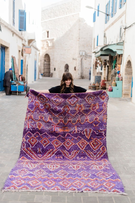 GENIE Rare Vintage Rehamna Rug purple Orange Cream Tones - Etsy