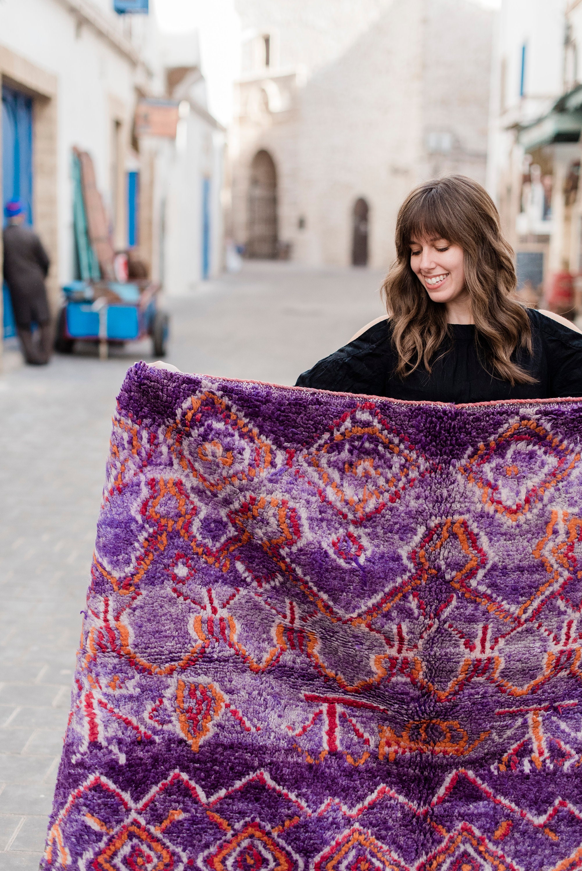 GENIE - Rare Vintage Rehamna Rug (purple, Orange, Cream Tones -5x8 ...