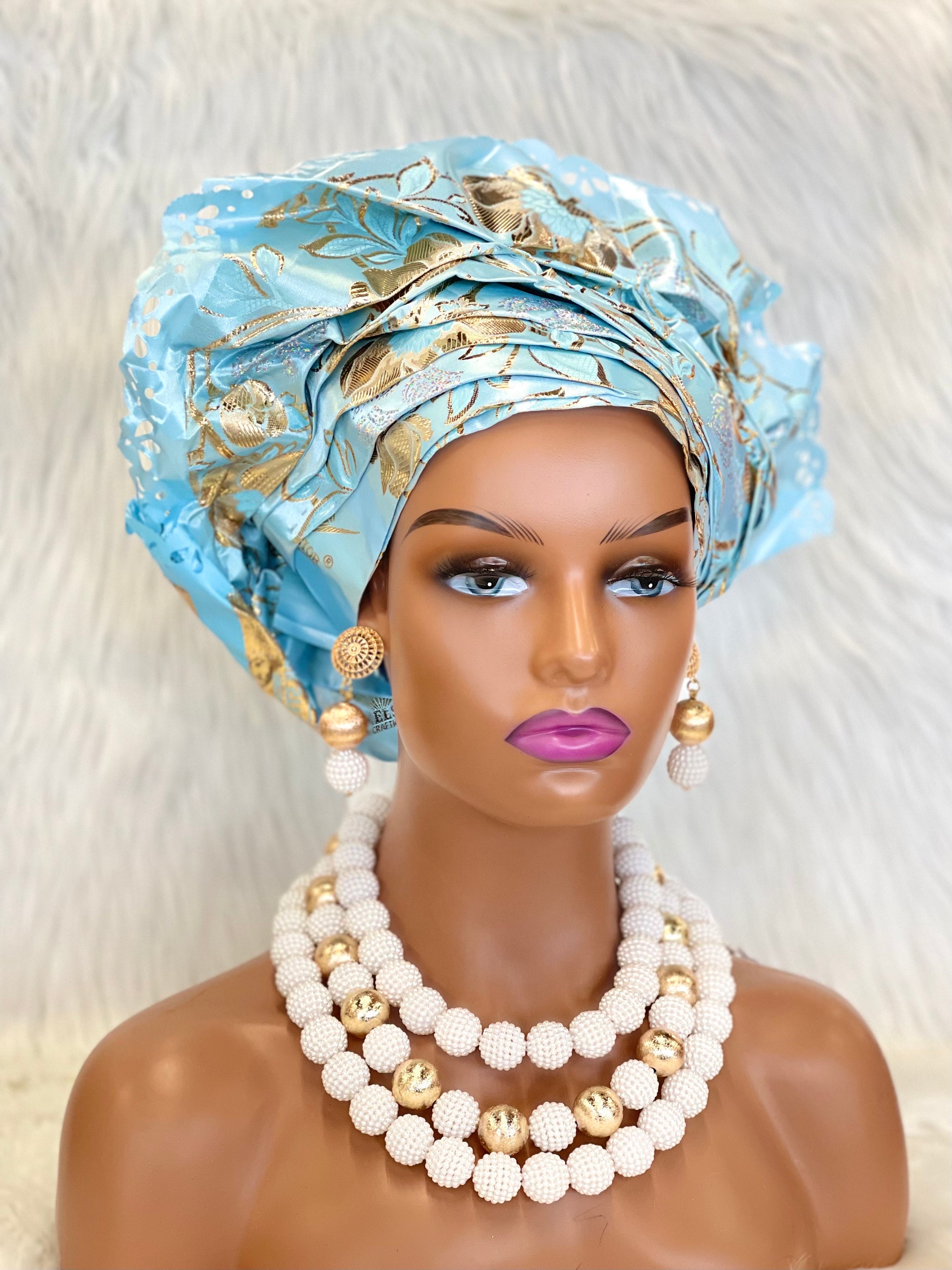 Nigerian Gele Style Head Wrap – African Bridal Head Cover - Etsy