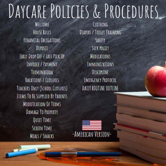 Daycare Policies Procedures American Version Editable Etsy