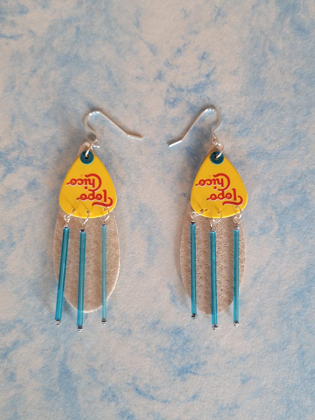 Sterling Silver Topo Chico Guitar Pick Earrings - Etsy