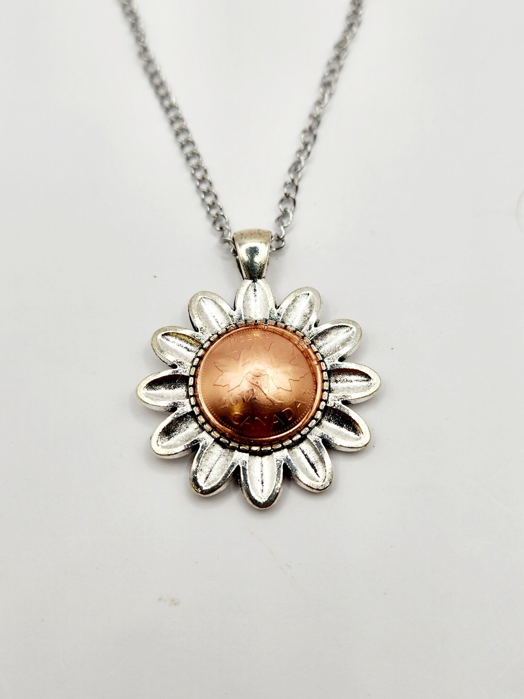 Daisy Pendant Made With a Birth Year Canadian Penny. - Etsy