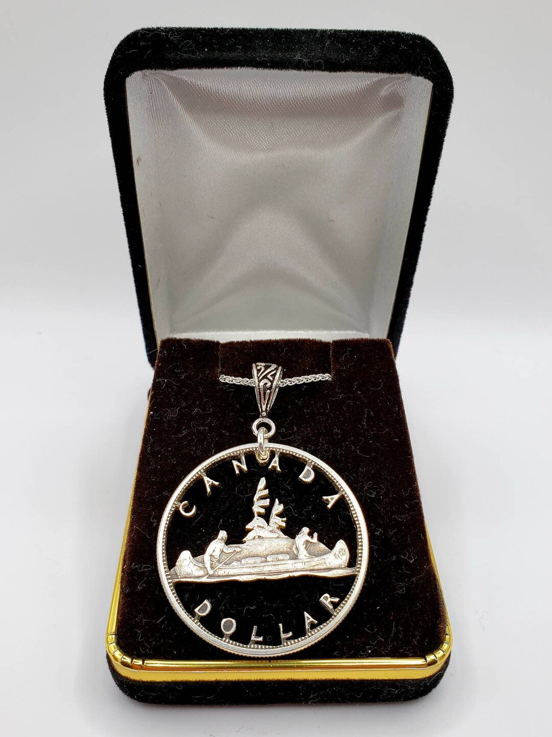 Carved Coin Necklace. Cut Coin Pendant From a Canadian Silver Dollar ...