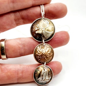 Triple Coin Necklace Made With Old Canadian Coins. - Etsy