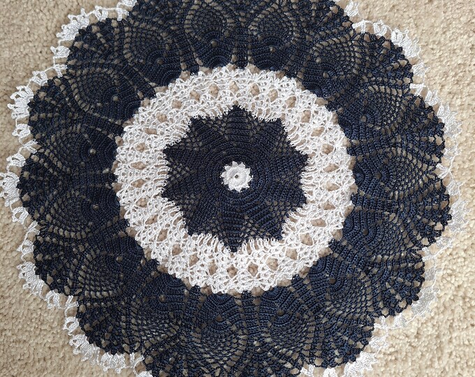 Vintage Crochet Doily, Blue & White, Blue Doily, Vintage Decor, Reuse ...