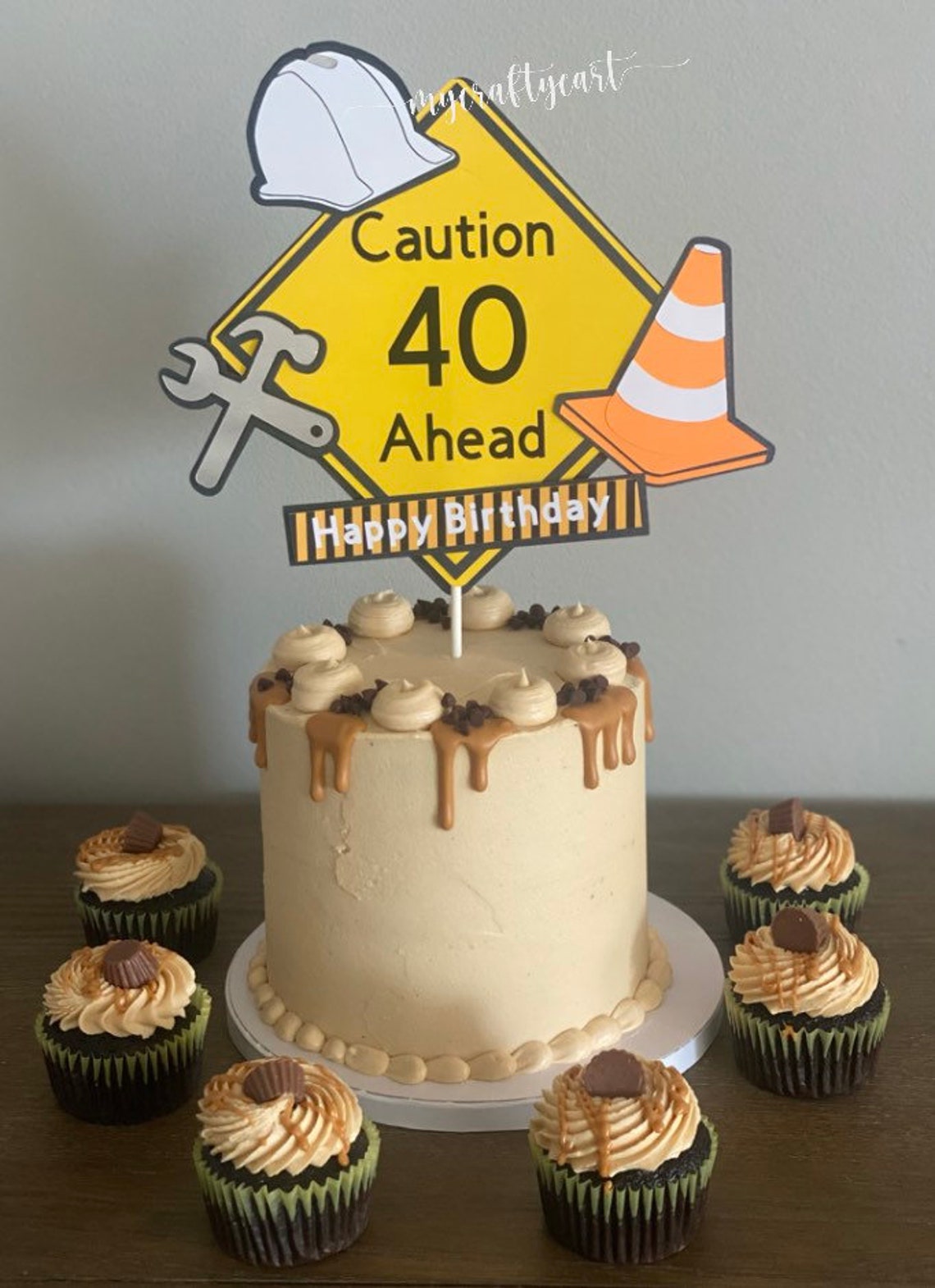 Caution Ahead • Birthday • Cake Topper • Happy Birthday • Construction ...
