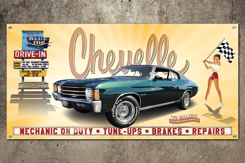 1972 Chevrolet Chevelle Malibu Garage Banner 2ft X 4ft - Etsy