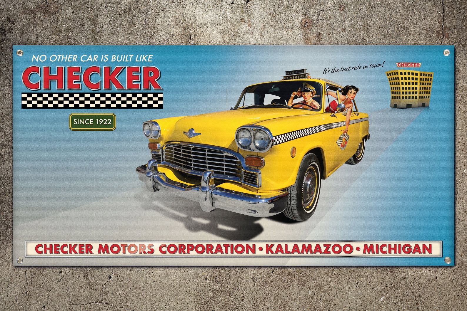 Custom Checker Cab Garage Banner - Etsy
