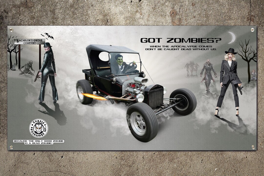 Custom Rat Rod Zombie Garage Banner - Etsy