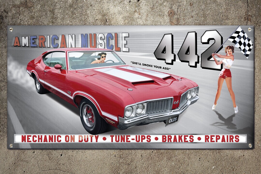 1970 Oldsmobile 442 Garage Banner - Etsy