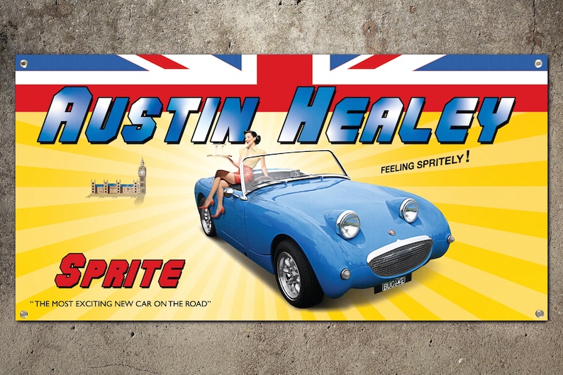 1959 Austin Healey Sprite "bugeye" Banner 2ft X 4ft - Etsy