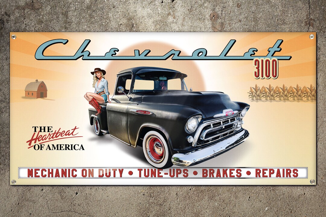 1955 Chevrolet 3100 Truck Garage Banner - Etsy