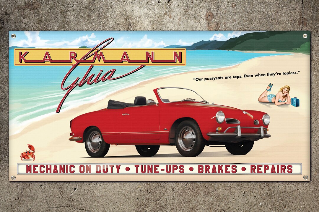 Karmann Gia Garage Banner 2ft X 4ft - Etsy