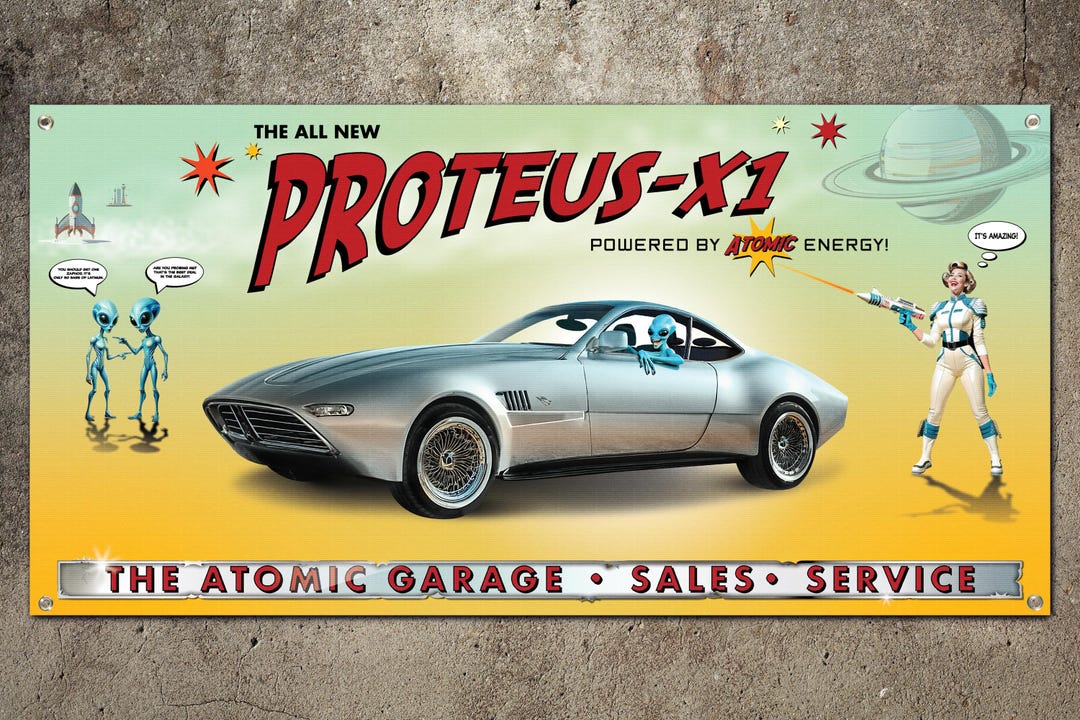 Retro Science Fiction Automobile Garage Banner - Etsy